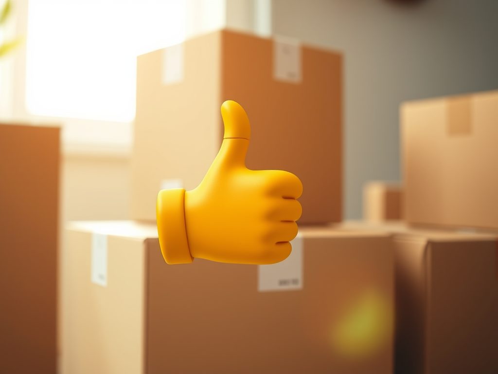 thumbs-up-emoji-with-boxes-in-the-background-for-moving-in | the Front ...